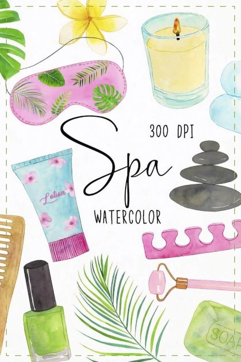 Watercolor Spa Clipart, Beauty Clipart, Spa Day Clipart – MasterBundles