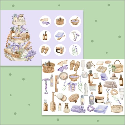 Watercolor Spa Clipart, Natural Cosmetic, Bathroom, Self-care – MasterBundles