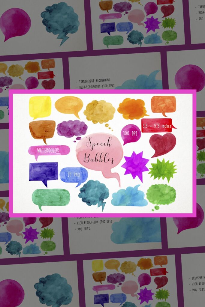 Watercolor Speech Bubbles Clipart – MasterBundles