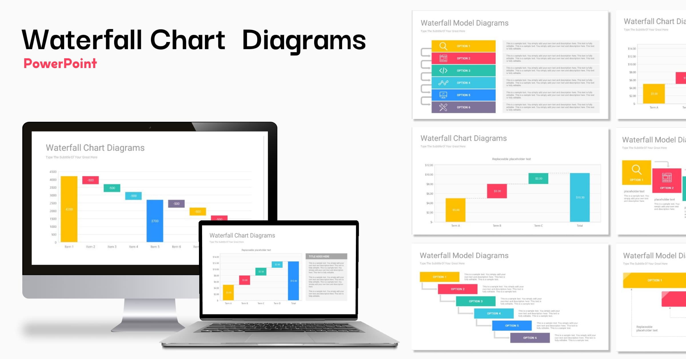 Waterfall Chart PowerPoint Diagrams – MasterBundles