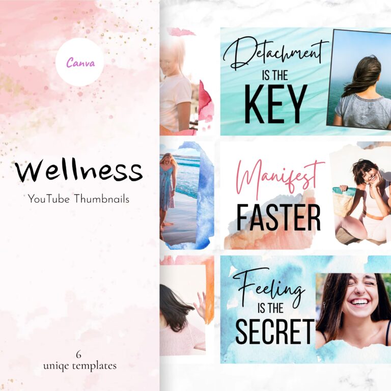 Wellness Canva YouTube Thumbnails – MasterBundles