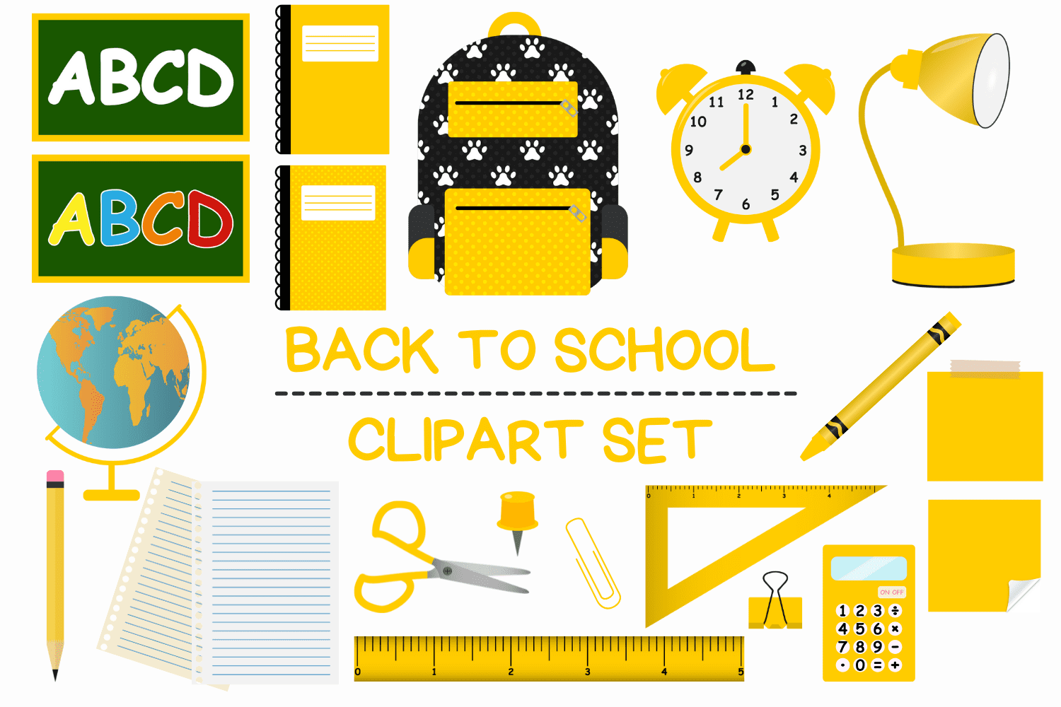 Yellow Back To School Clipart Set - MasterBundles