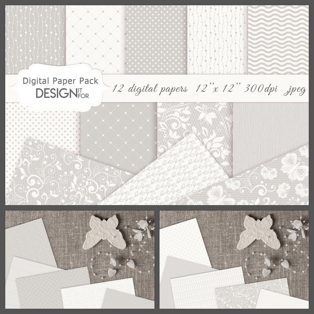 Wedding Digital Paper Pack, Wedding Patterns, Lace Papers – MasterBundles