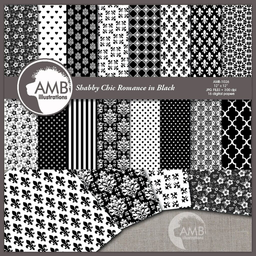 Shabby Chic Black Lace Papers AMB-1026 – MasterBundles