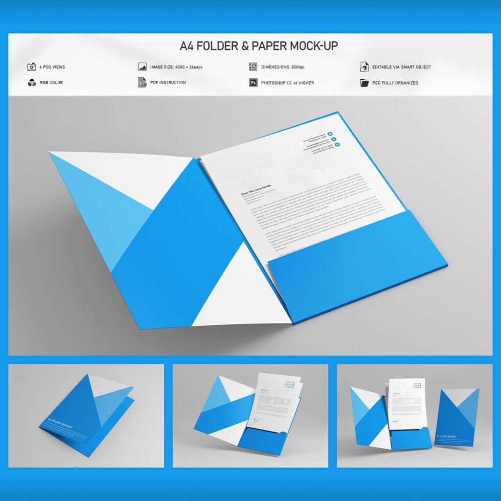 A4 Folder & Paper Mock-Up – MasterBundles