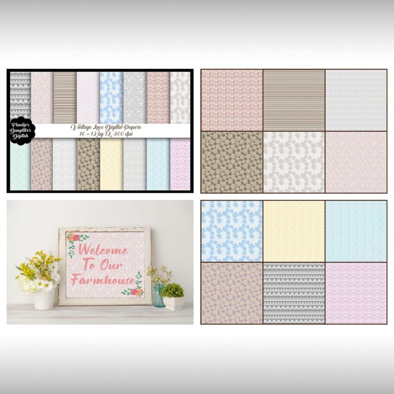 Vintage Lace Digital Papers, Shabby Chic Backgrounds – MasterBundles