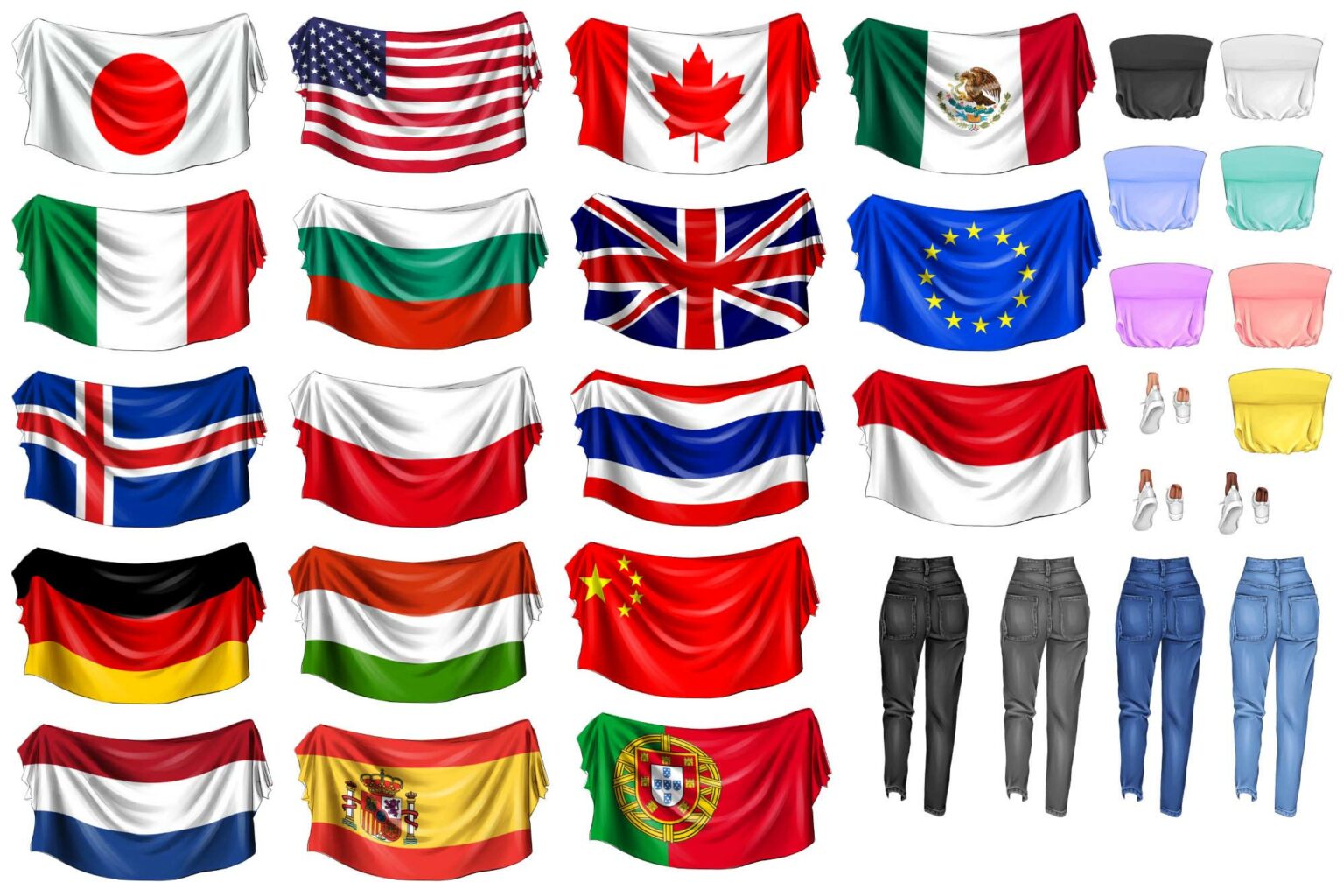 Girl with a flag, patriot, flag day. - MasterBundles