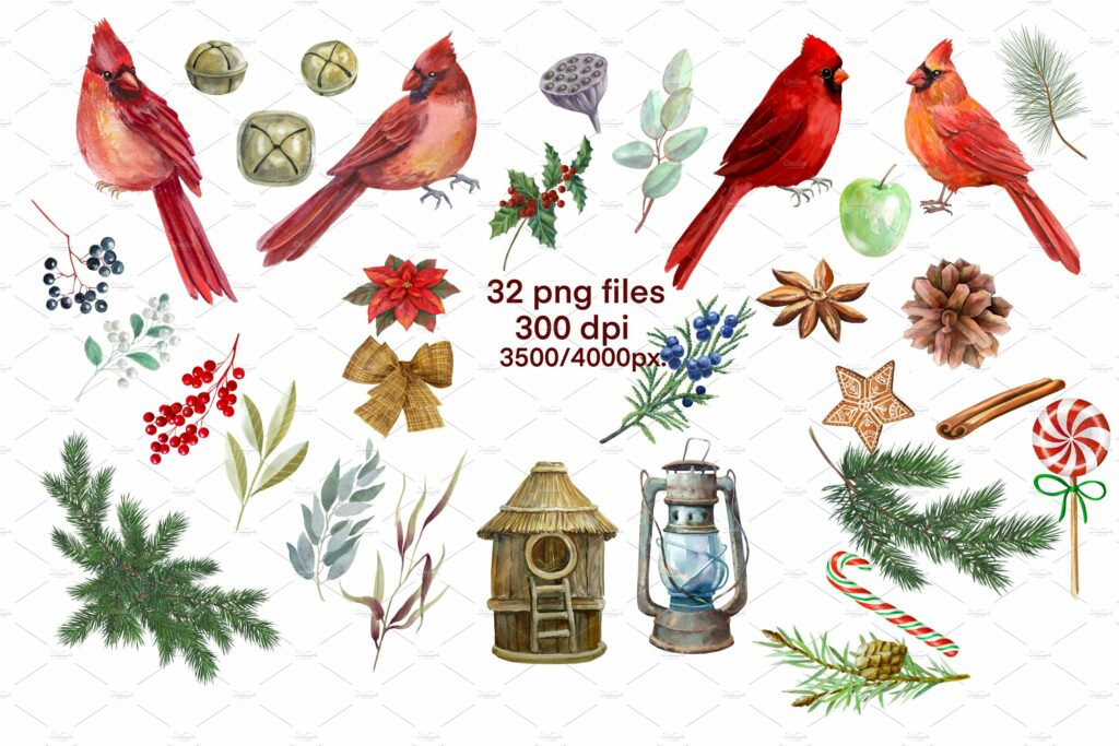 Red Cardinal, Christmas Bouquets – MasterBundles