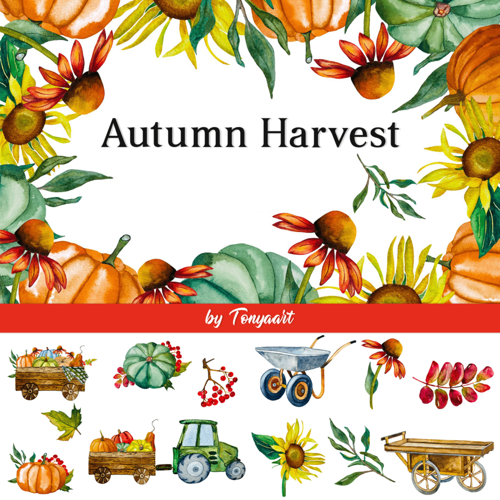 30 Watercolor Autumn Harvest – MasterBundles