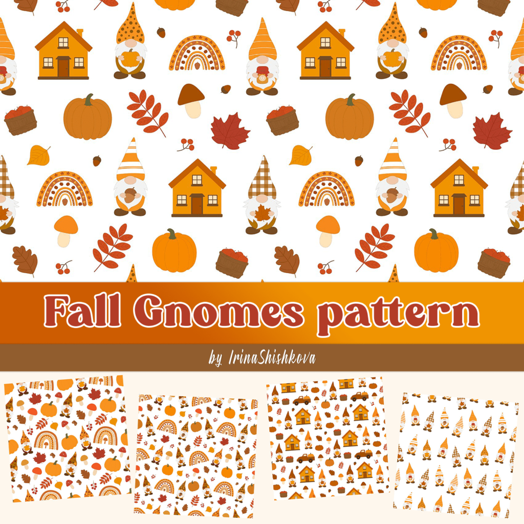 Gnomes Pattern. Fall Gnomes Pattern. – MasterBundles