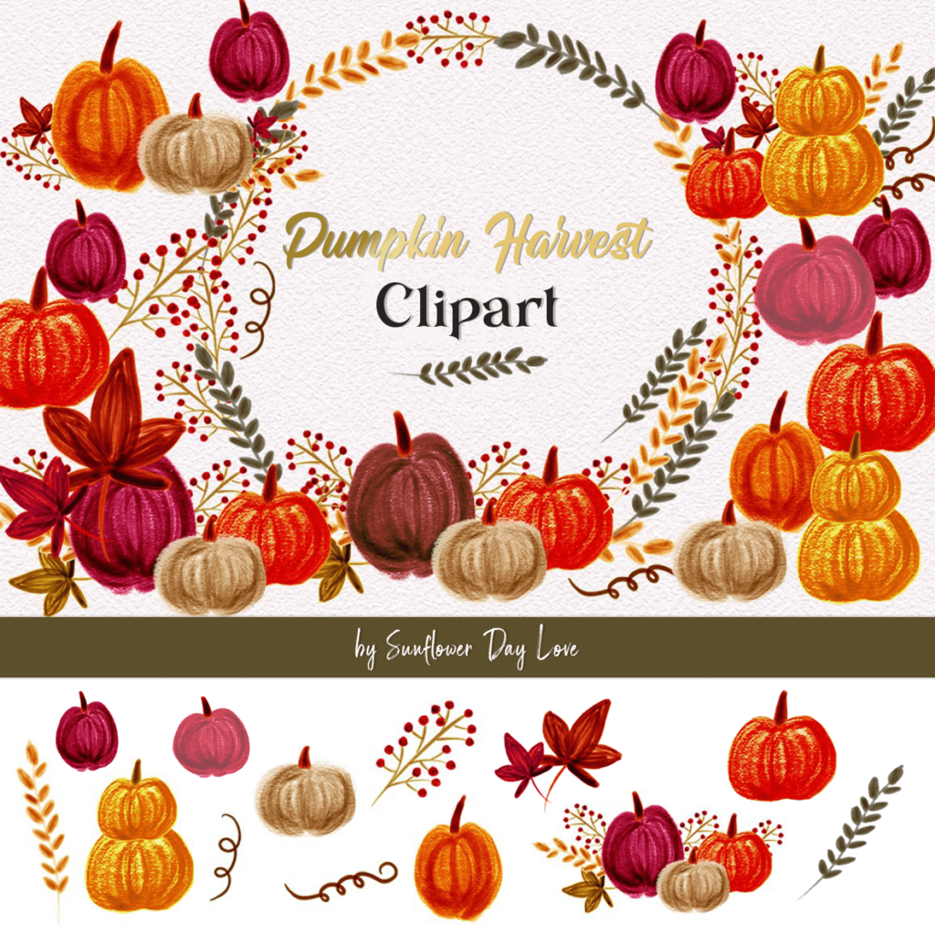 Pumpkin Pampas Grass Arch Clipart | Master Bundles