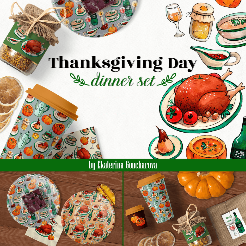 Thanksgiving Day Dinner Set – MasterBundles