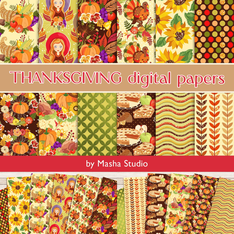 Thanksgiving Digital Papers – MasterBundles
