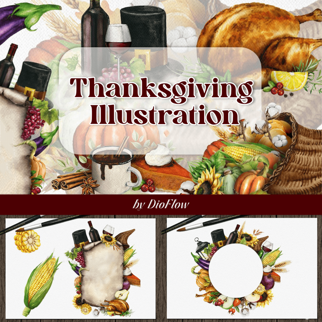 Thanksgiving Illustrations: 19 Figures – MasterBundles