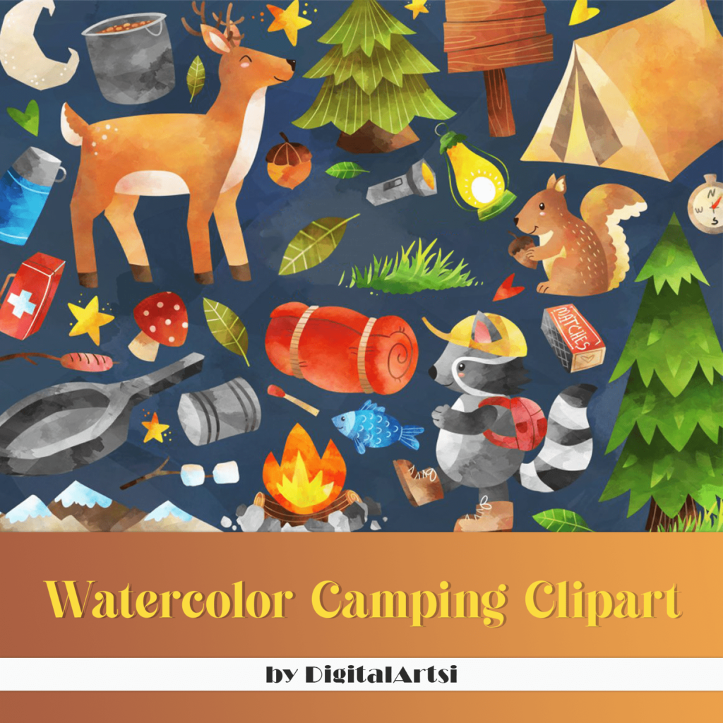 Watercolor Camping Clipart: 36 Images – MasterBundles