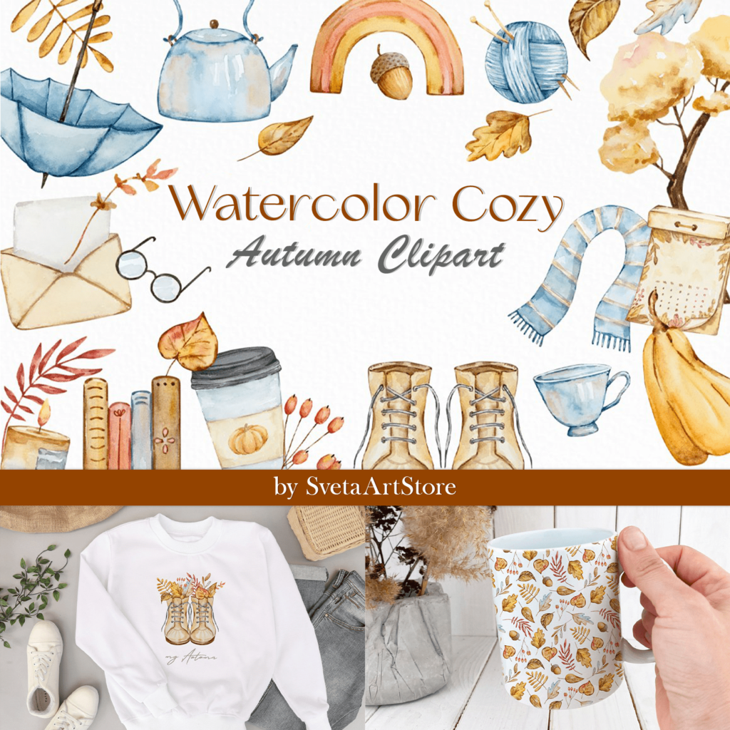 Watercolor Cozy Autumn Clipart – MasterBundles
