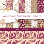 Watercolor Nightingale Patterns – MasterBundles