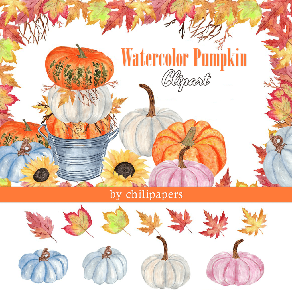 20 Watercolor Pumpkin Clipart Images – MasterBundles