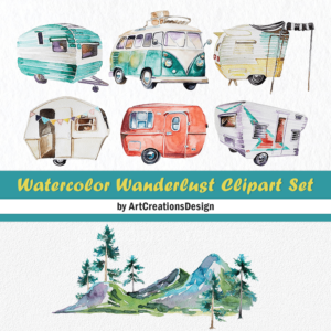 Watercolor Wanderlust Clipart Set – MasterBundles