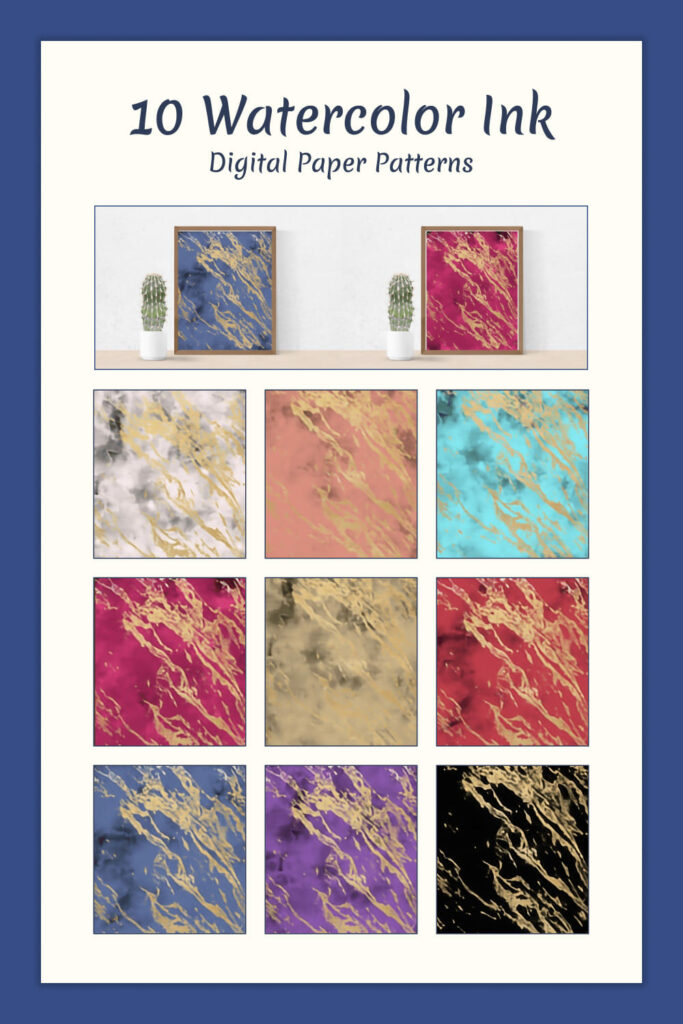 10 Watercolor Ink Digital Paper Patterns – MasterBundles