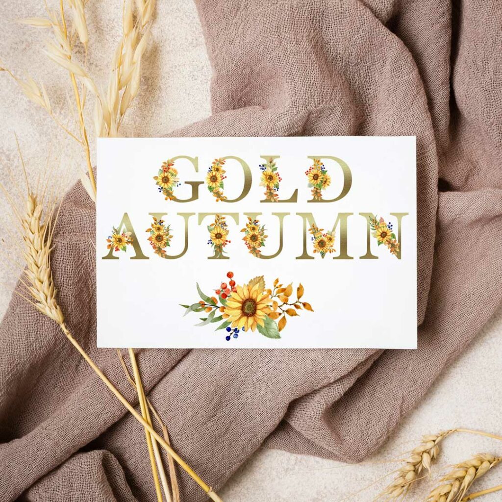 Floral alphabet and numbers. Golden Alphabet with watercolor flowers ...