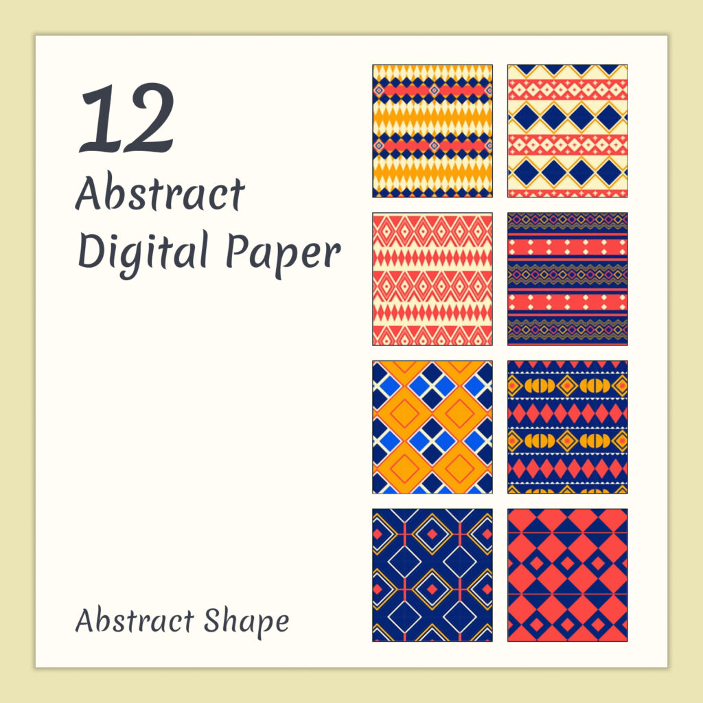 12 Abstract Digital Paper, Abstract Shape – MasterBundles