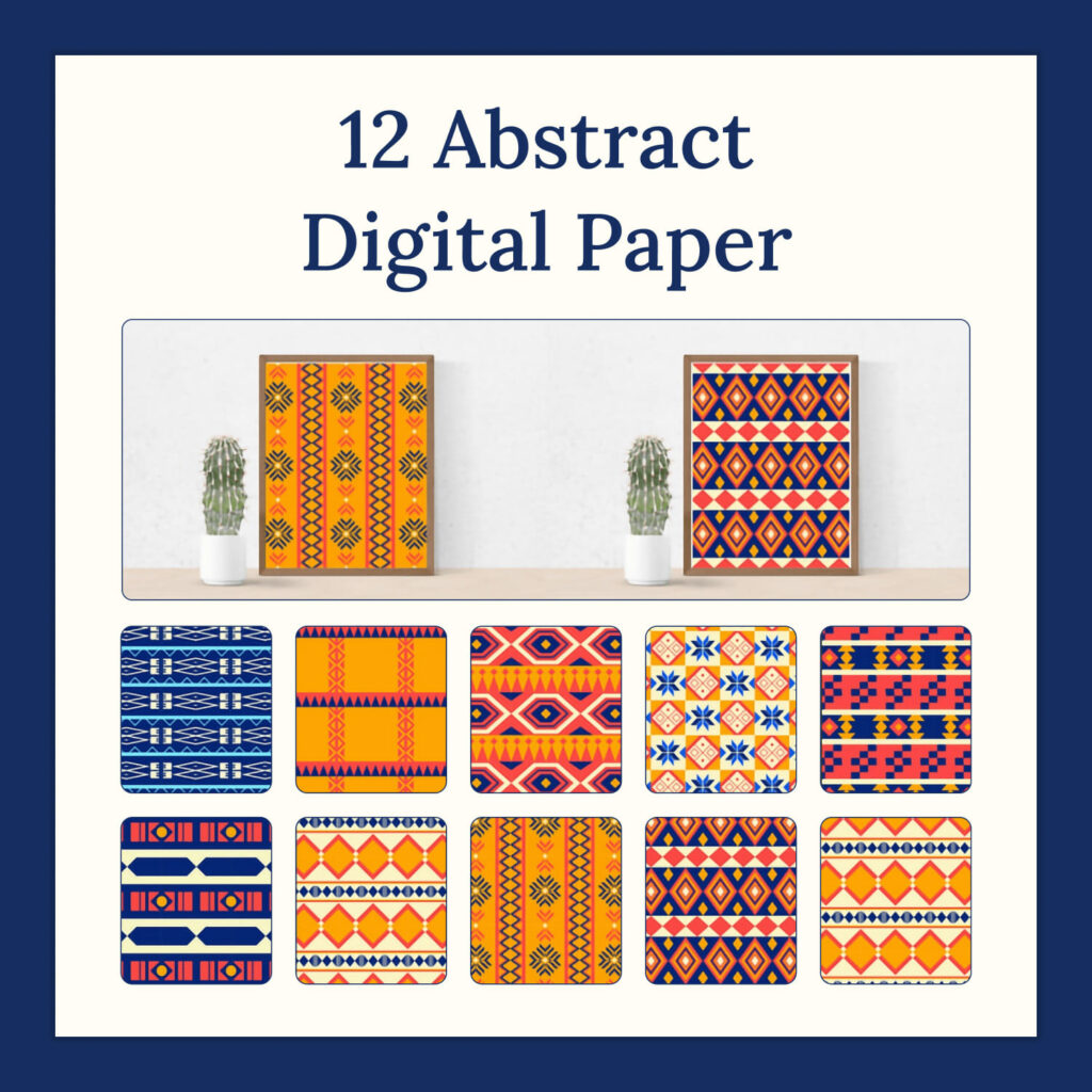 12 Abstract Digital Paper, Abstract Shape – MasterBundles
