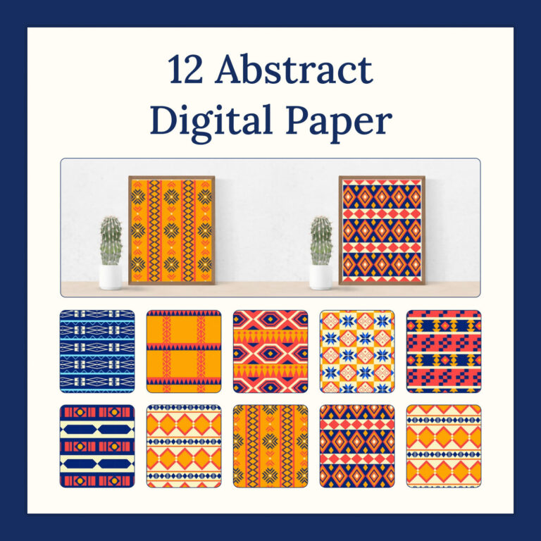 12 Abstract Digital Paper, Abstract Shape – MasterBundles