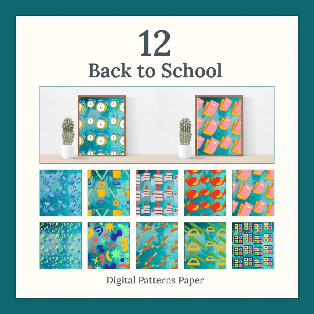12 Back to School Digital Patterns | Master Bundles
