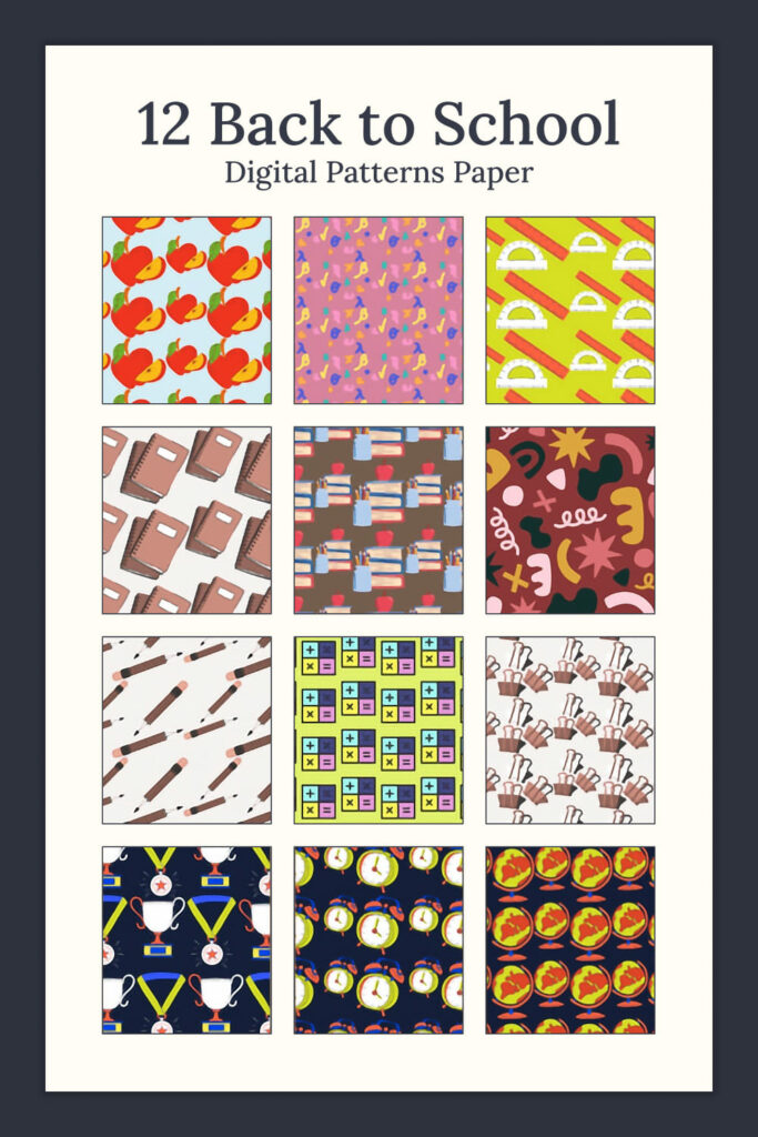 12 Back To School Digital Patterns Paper JPG – MasterBundles