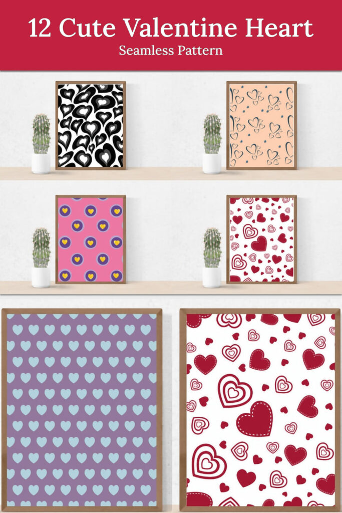 12 Cute Valentine Heart Seamless Pattern – MasterBundles