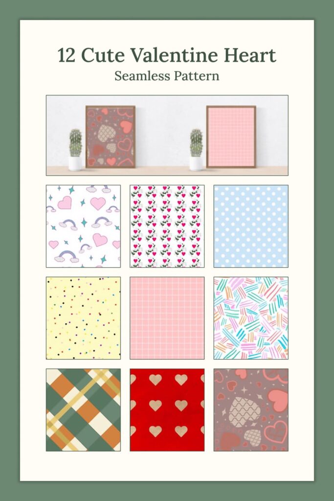 12 Cute Valentine Heart Seamless Pattern – MasterBundles