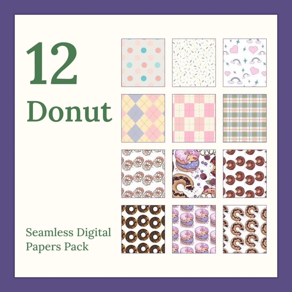 12 Donut Seamless Pattern Pack | Master Bundles