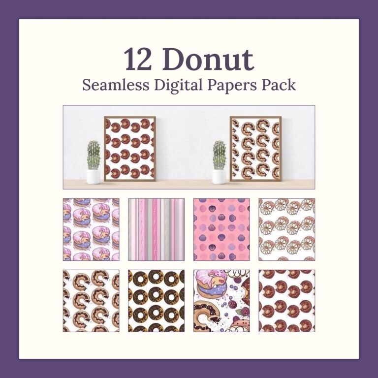 12 Donut Seamless Pattern Pack | Master Bundles