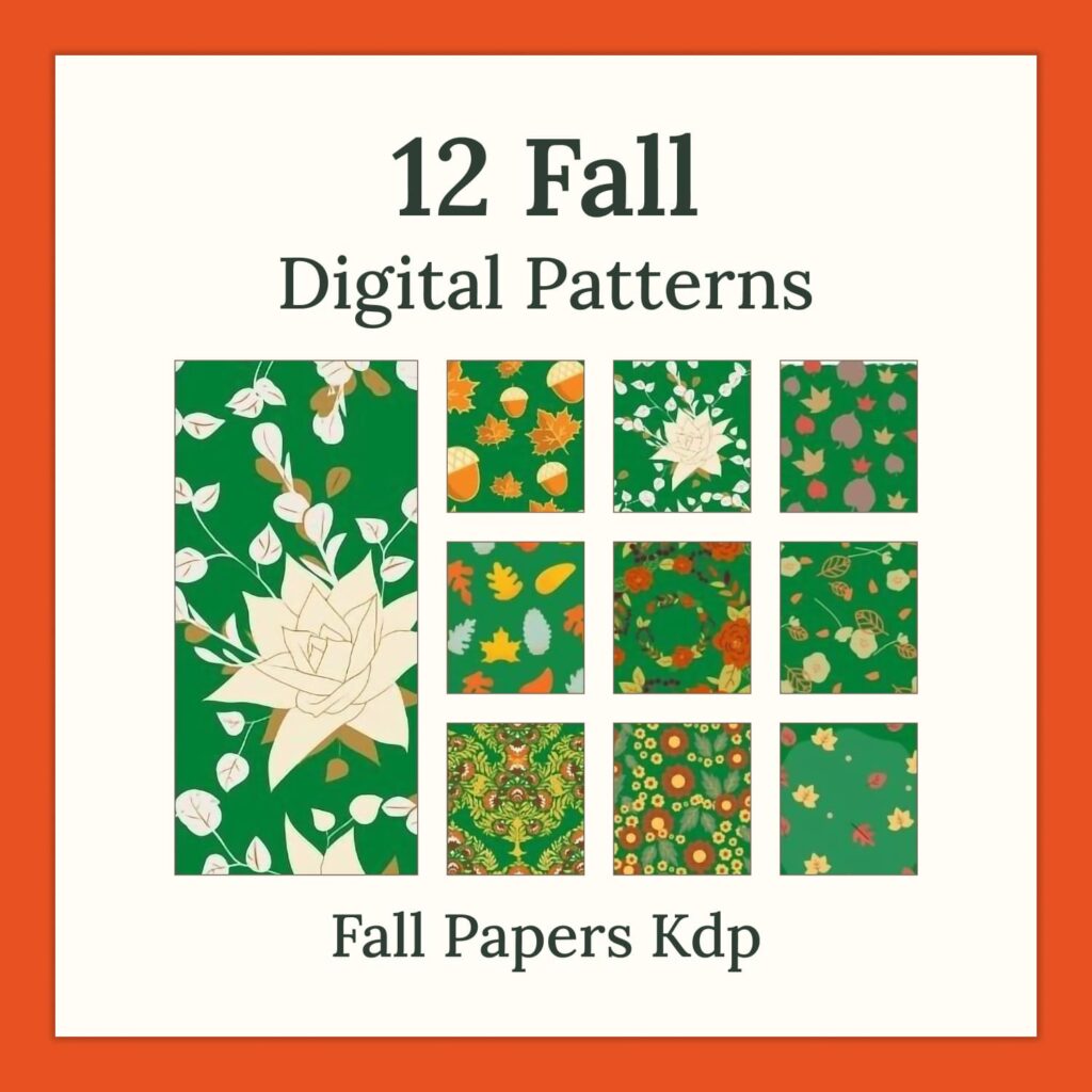 12 Fall Digital Patterns, Fall Papers KDP – MasterBundles
