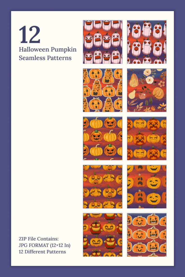 12 Halloween Pumpkin Seamless Patterns – MasterBundles