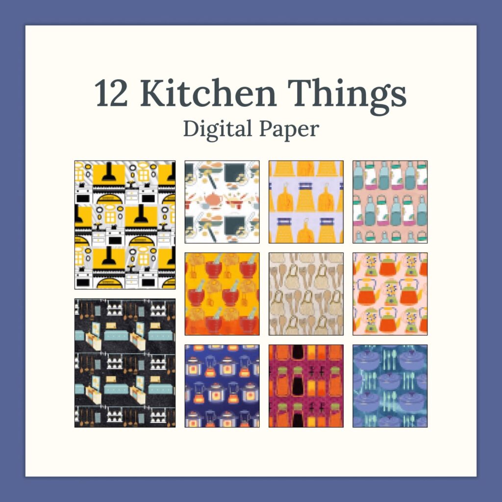 12 Cooking Kitchen Things Digital Papers | Master Bundles