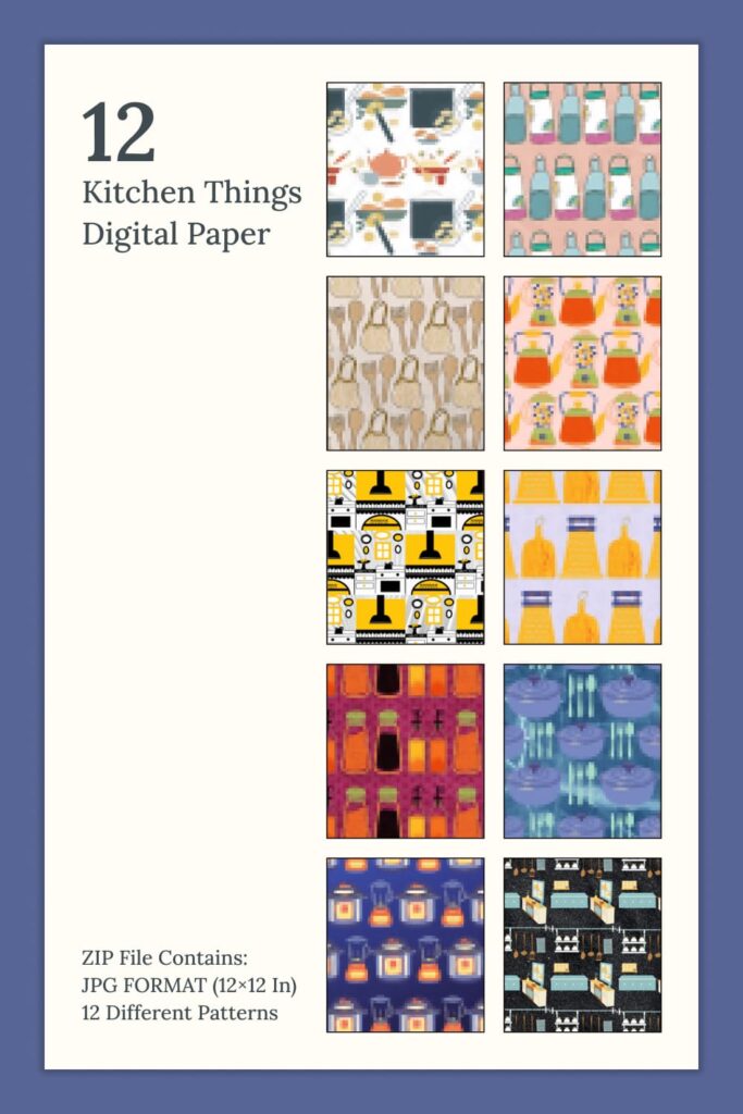 12 Cooking Kitchen Things Digital Papers | Master Bundles