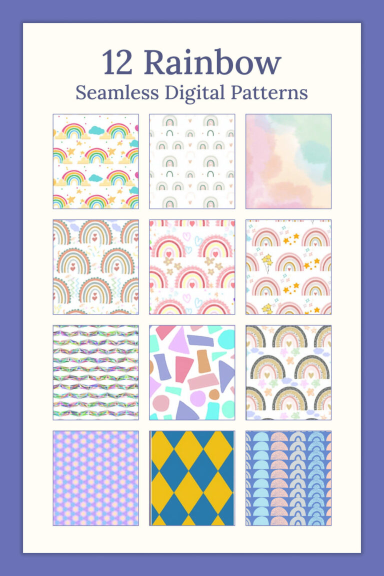 12 Rainbow Seamless Digital Patterns | Master Bundles