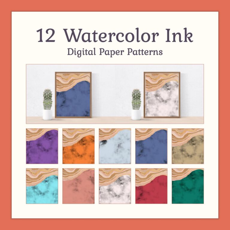 12 Watercolor Ink Digital Paper Patterns – MasterBundles