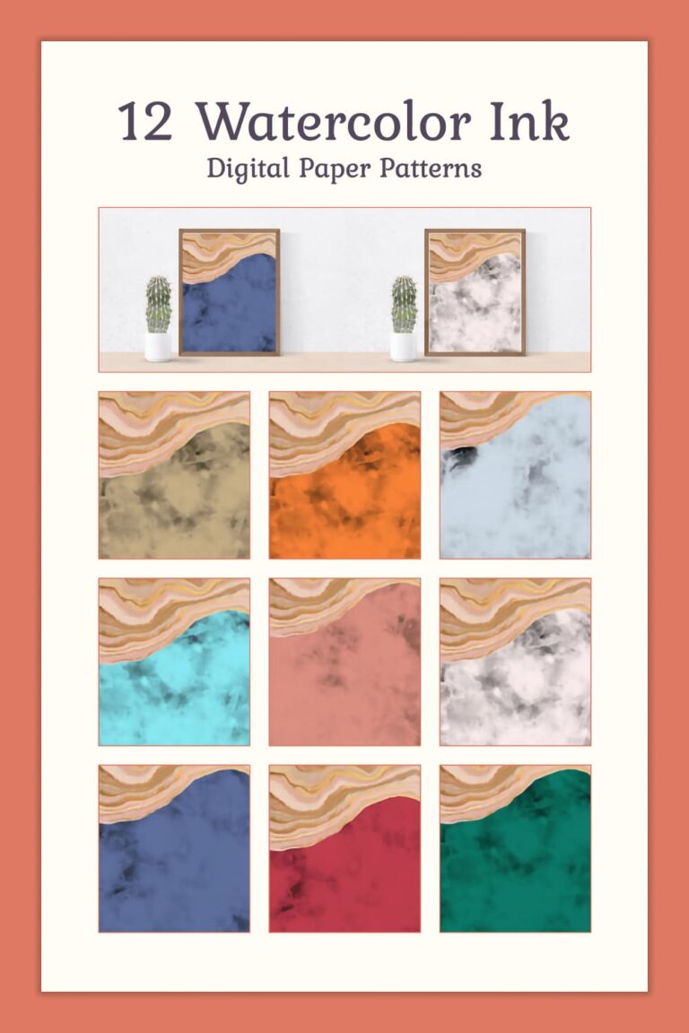 12 Watercolor Ink Digital Paper Patterns – MasterBundles