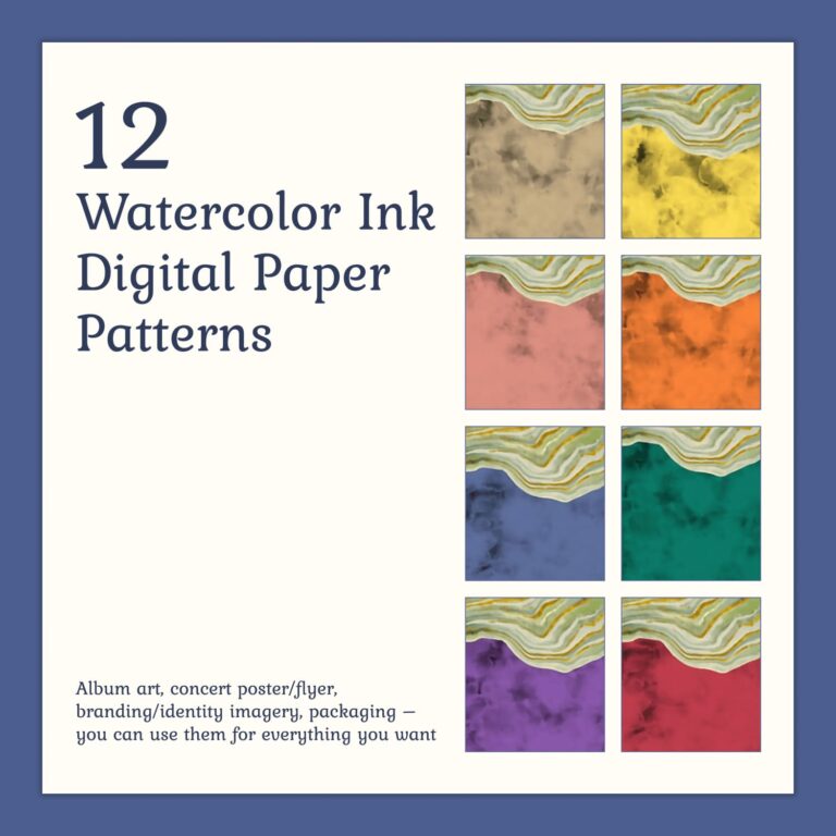 12 Watercolor Ink Digital Paper Patterns | Master Bundles
