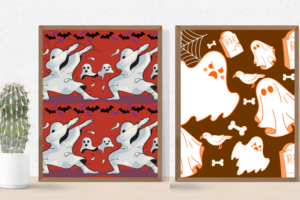 13 Cute Ghost Digital Paper Patterns KDP – MasterBundles