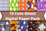 13 Cute Ghost Digital Paper Patterns KDP – MasterBundles