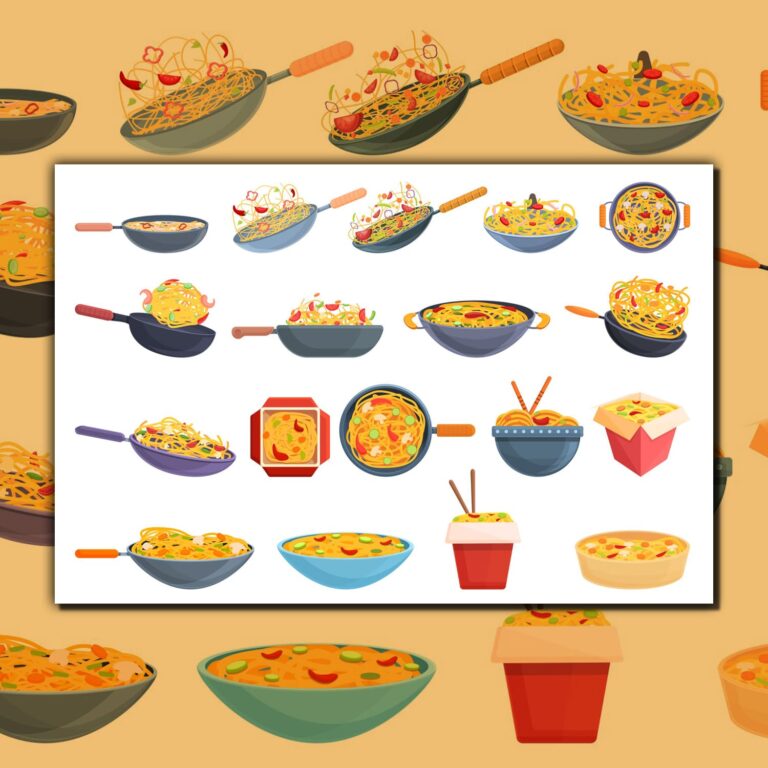 Wok Menu Icons Set, Cartoon Style – MasterBundles