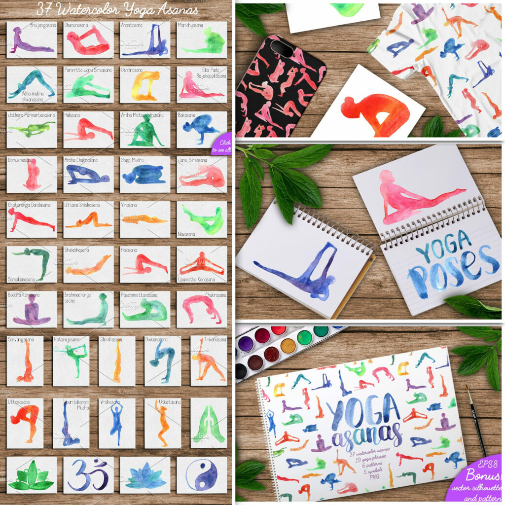 Watercolor Yoga Asanas – MasterBundles