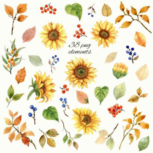 Collection of bright watercolor autumn clipart. Frames, wreaths ...