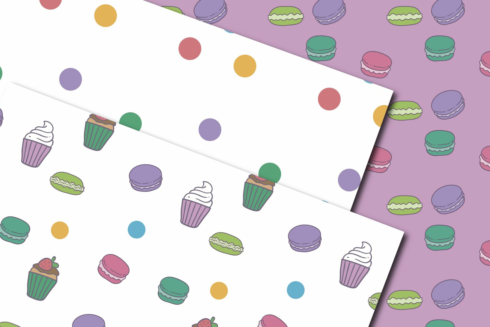 Macarons Wrapping Paper, Cupcake Digital Paper, Sweets – MasterBundles