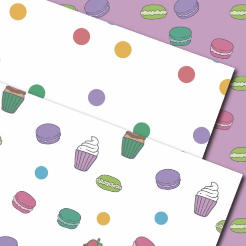 Macarons Wrapping Paper, Cupcake Digital Paper, Sweets | Master Bundles