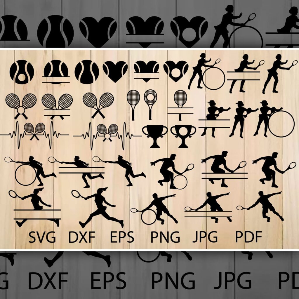 Tennis Svg, Tennis Silhouettes Svg, Tennis Monogram Frames – MasterBundles